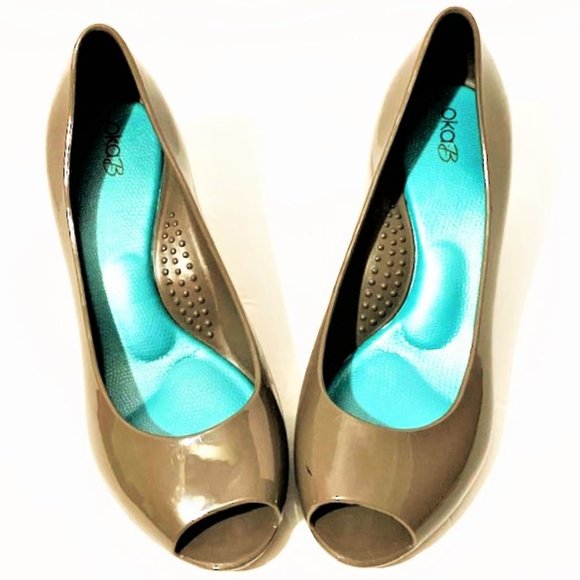 OKA b. | Shoes | Oka B Taupe Solid Rubber Wedge Heels | Poshmark